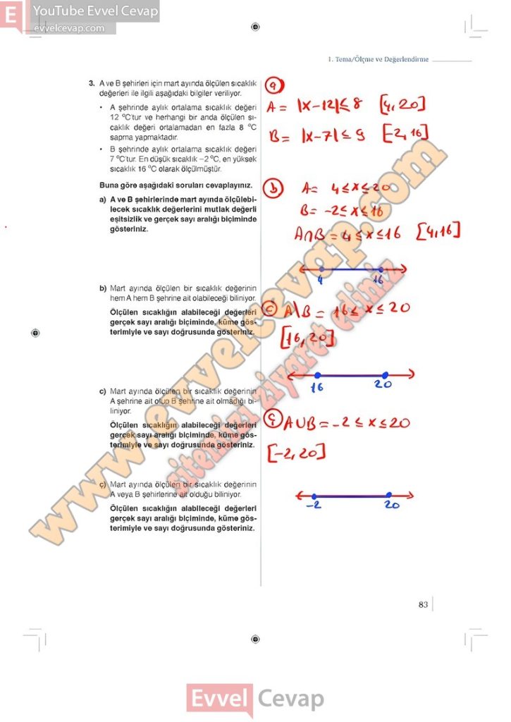 9. Sınıf Matematik Ders Kitabı Cevapları Sayfa 82-83-84-85-86-87