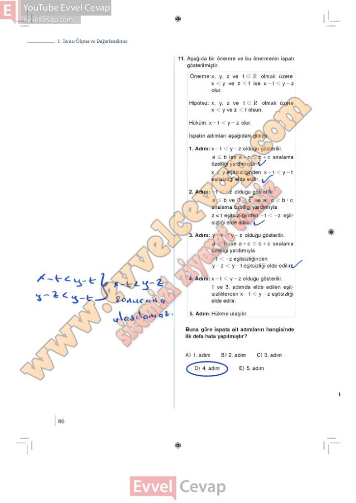 9. Sınıf Matematik Ders Kitabı Cevapları Sayfa 82-83-84-85-86-87