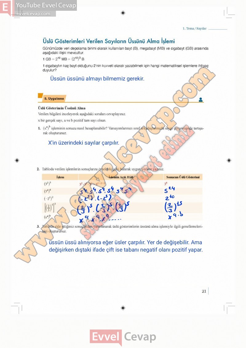 9. Sınıf Matematik Ders Kitabı Cevapları Meb Yayınları (1. Kitap) Sayfa 21