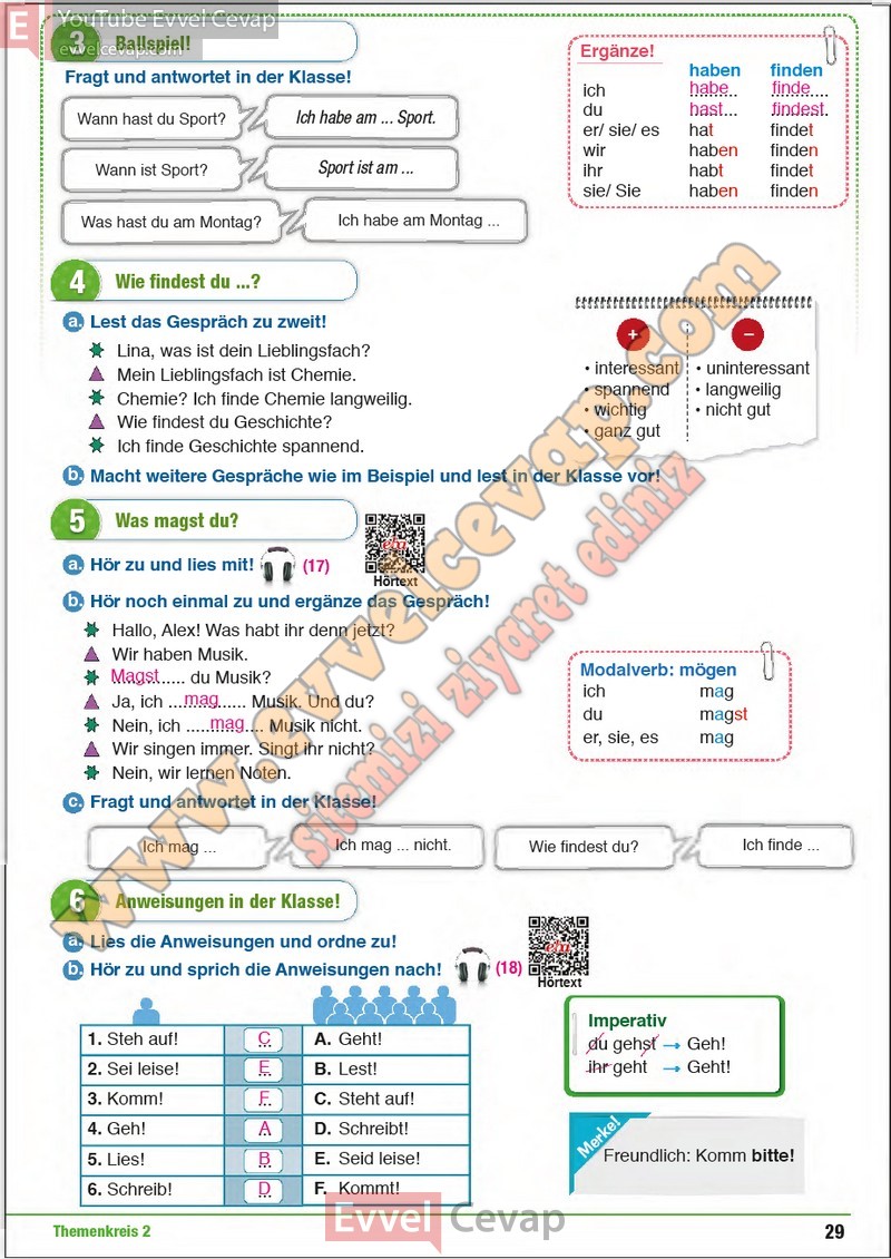 Almanca A1.1 Ders Kitabı Cevapları Ada Yayınları Sayfa 29