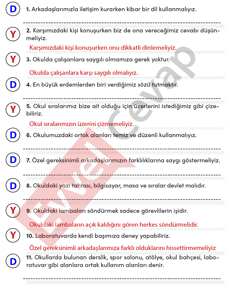 Görgü Kuralları ve Nezaket Ders Kitabı Cevapları Meb Yayınları (1 ...