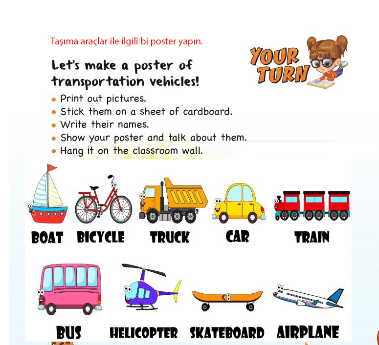 Let’s make a poster of transportation vehicles! - Evvel Cevap