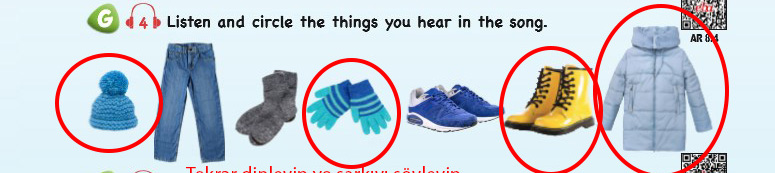 Listen and circle the things you hear in the song.