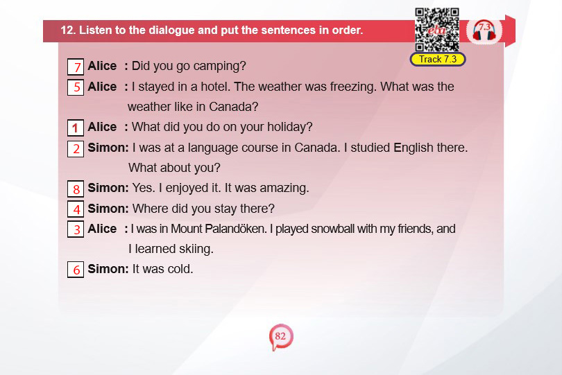 Listen to the dialogue and put the sentences in order. - Evvel Cevap