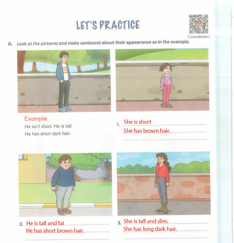 Look at the pictures and make sentences about their appearance as in ...