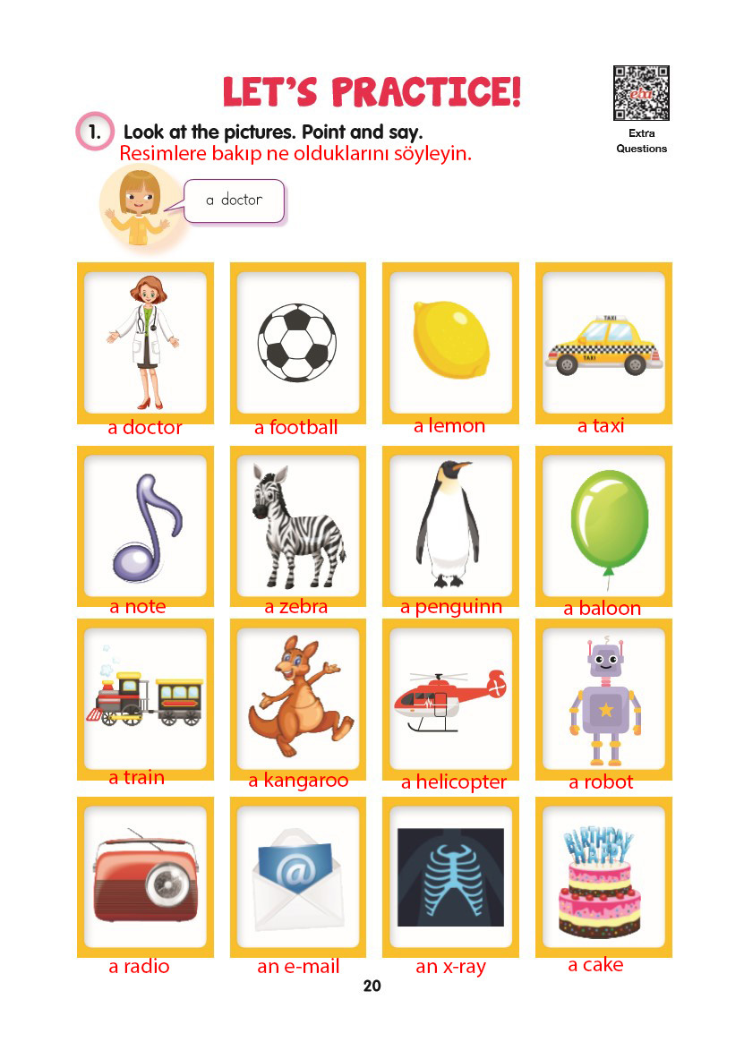 Look at the pictures. Point and say.