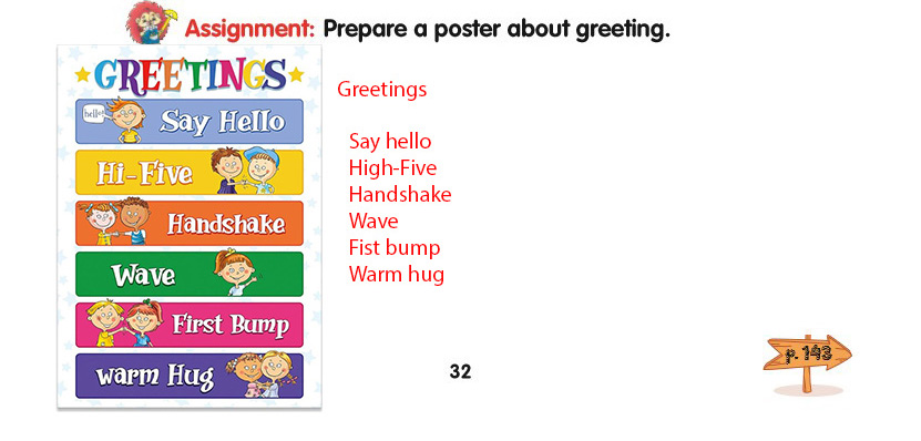 Prepare a poster about greeting.