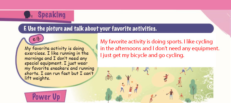 Use the picture and talk about your favorite activities. - Evvel Cevap