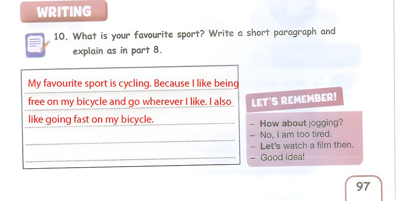 What is your favourite sport? Write a short paragraph and explain as in ...