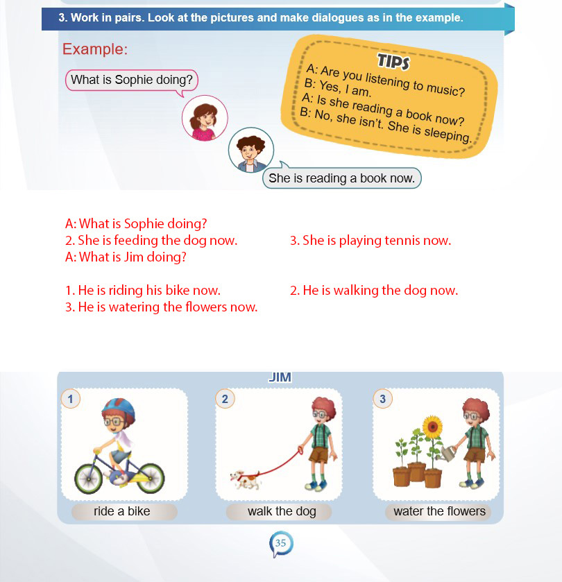 Work in pairs. Look at the pictures and make dialogues as in the example.
