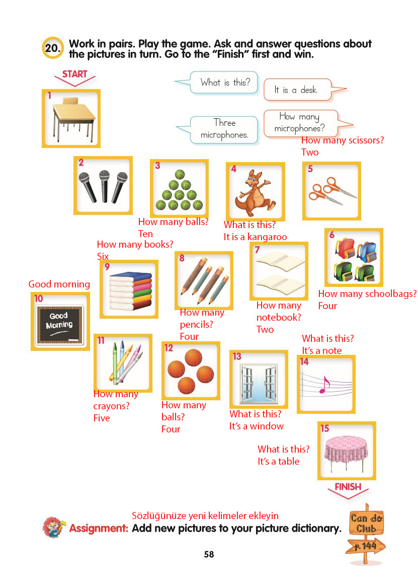 Work in pairs. Play the game. Ask and answer questions about the pictures in turn. Go to the ...