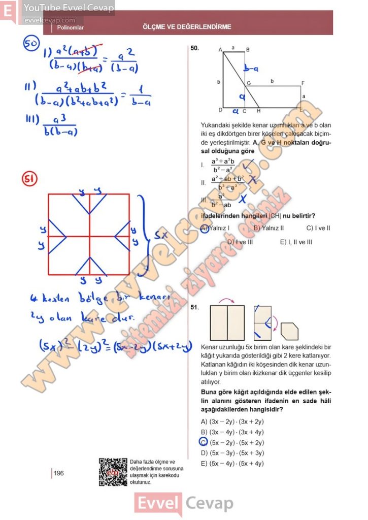 10. Sınıf Matematik Ders Kitabı Cevapları Meb Yayınları Sayfa 196