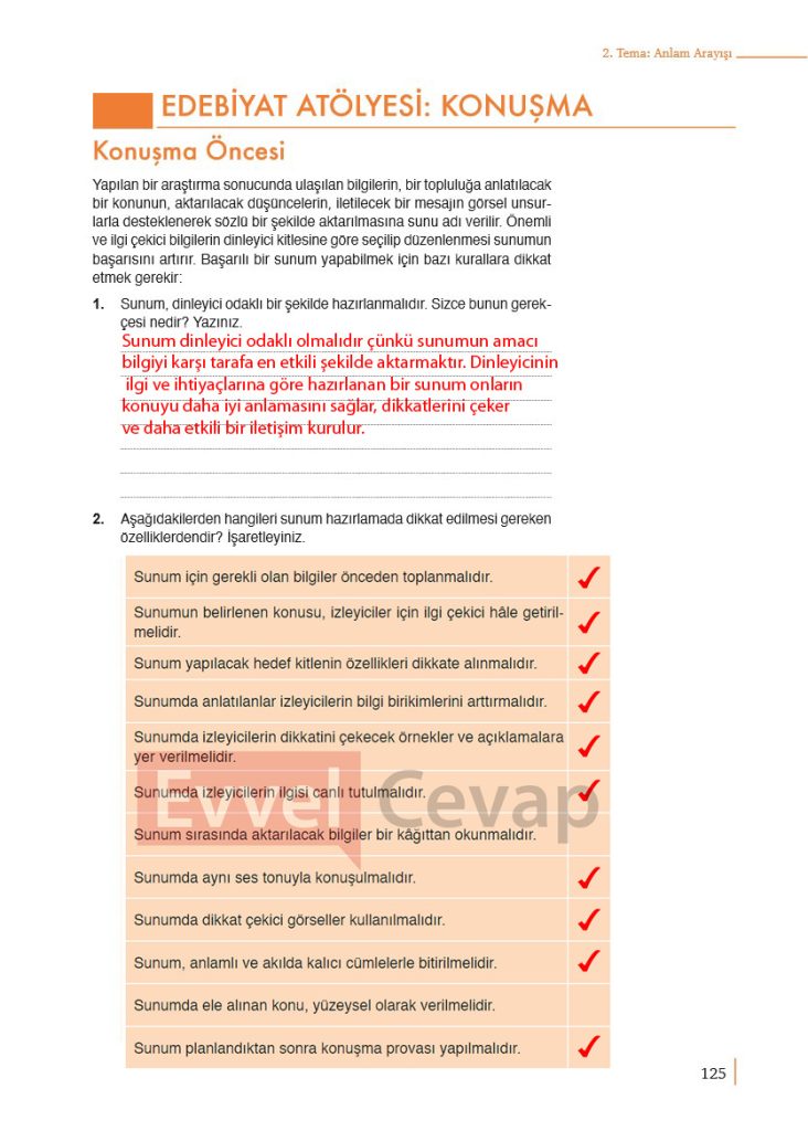 9. Sınıf Edebiyat Ders Kitabı Cevapları Meb Yayınları Sayfa 125-126-127-128-129-130