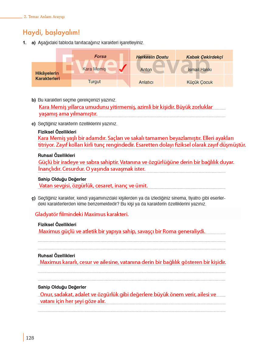 9. Sınıf Edebiyat Ders Kitabı Cevapları Meb Yayınları Sayfa 125-126-127-128-129-130