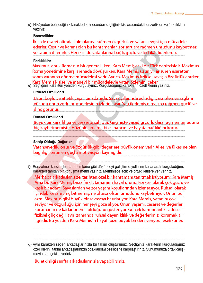 9. Sınıf Edebiyat Ders Kitabı Cevapları Meb Yayınları Sayfa 125-126-127-128-129-130