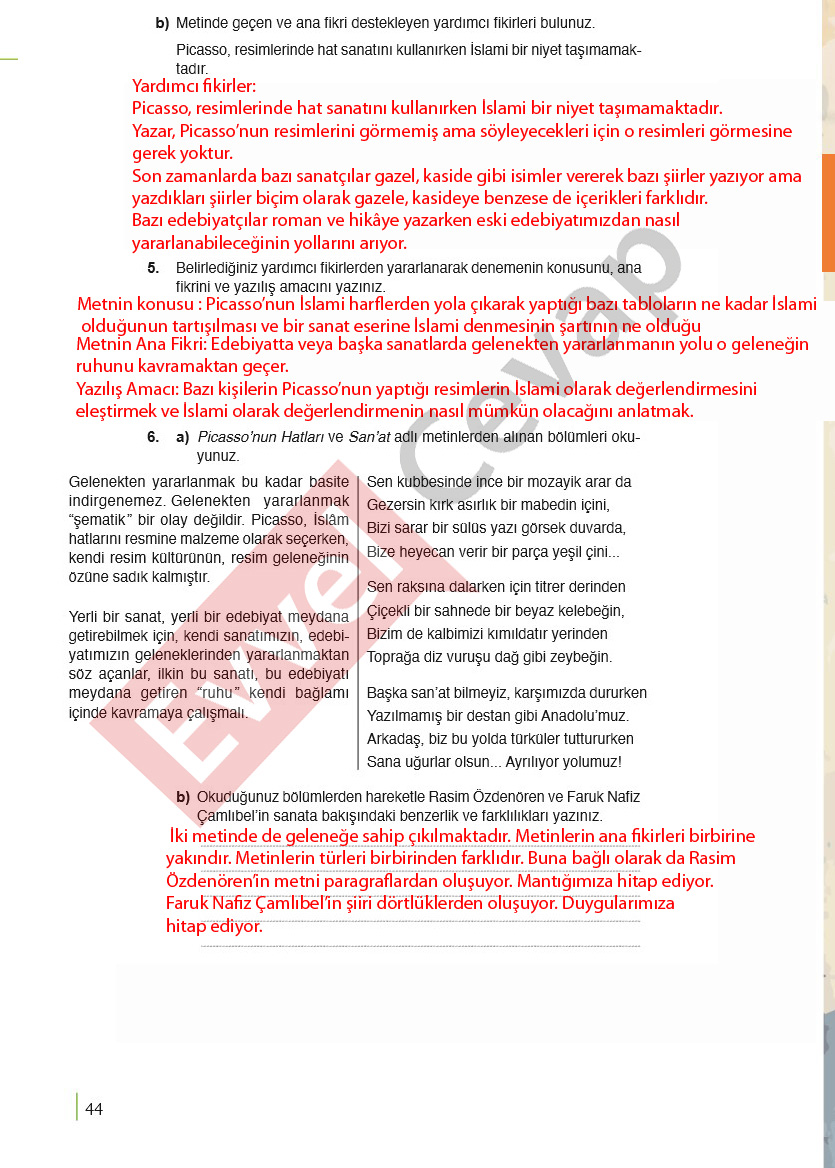 9. Sınıf Edebiyat Ders Kitabı Cevapları Meb Yayınları Sayfa 38-39-40-41-42-43-44