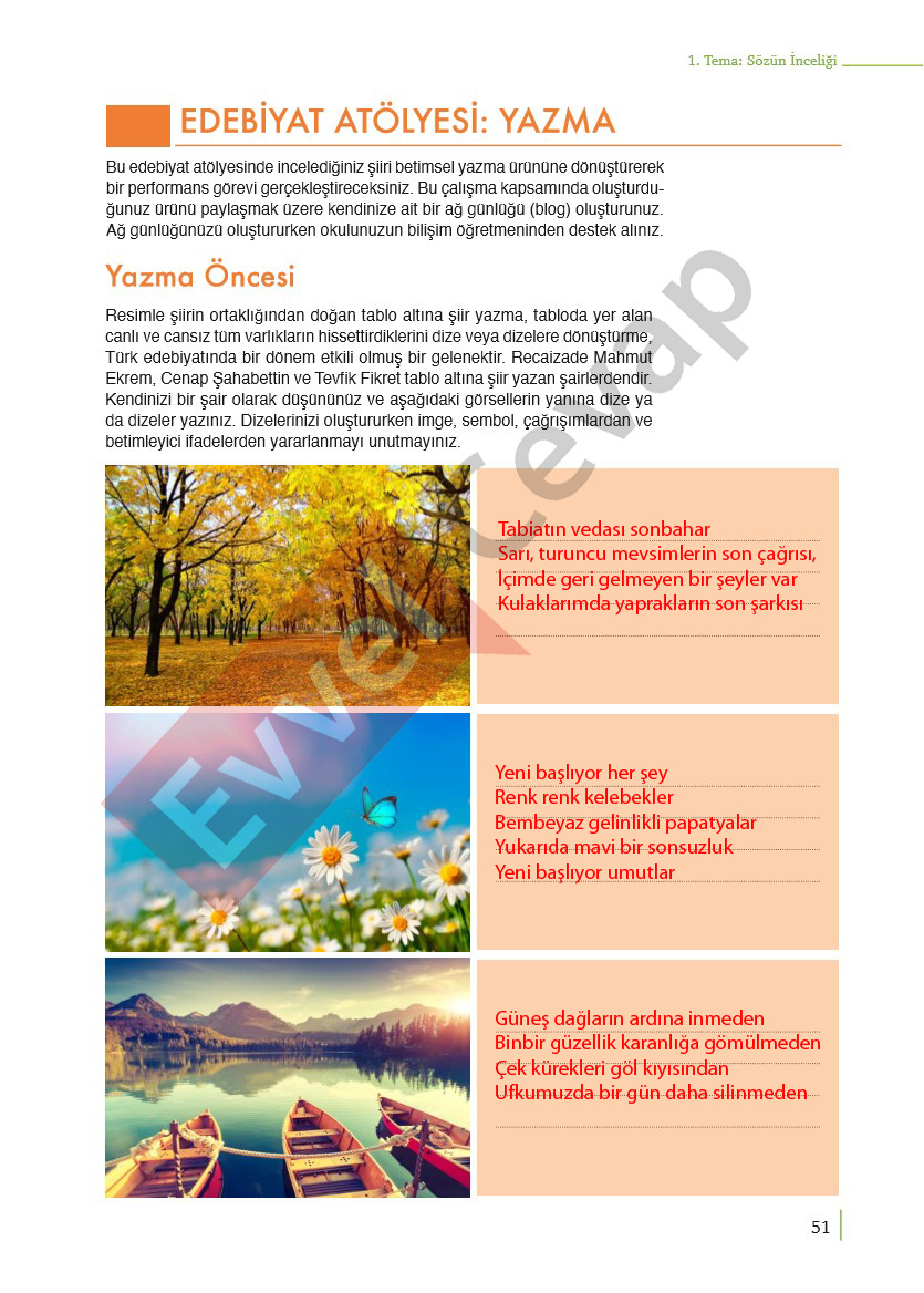 9. Sınıf Edebiyat Ders Kitabı Cevapları Meb Yayınları Sayfa 51-52-53-54-55