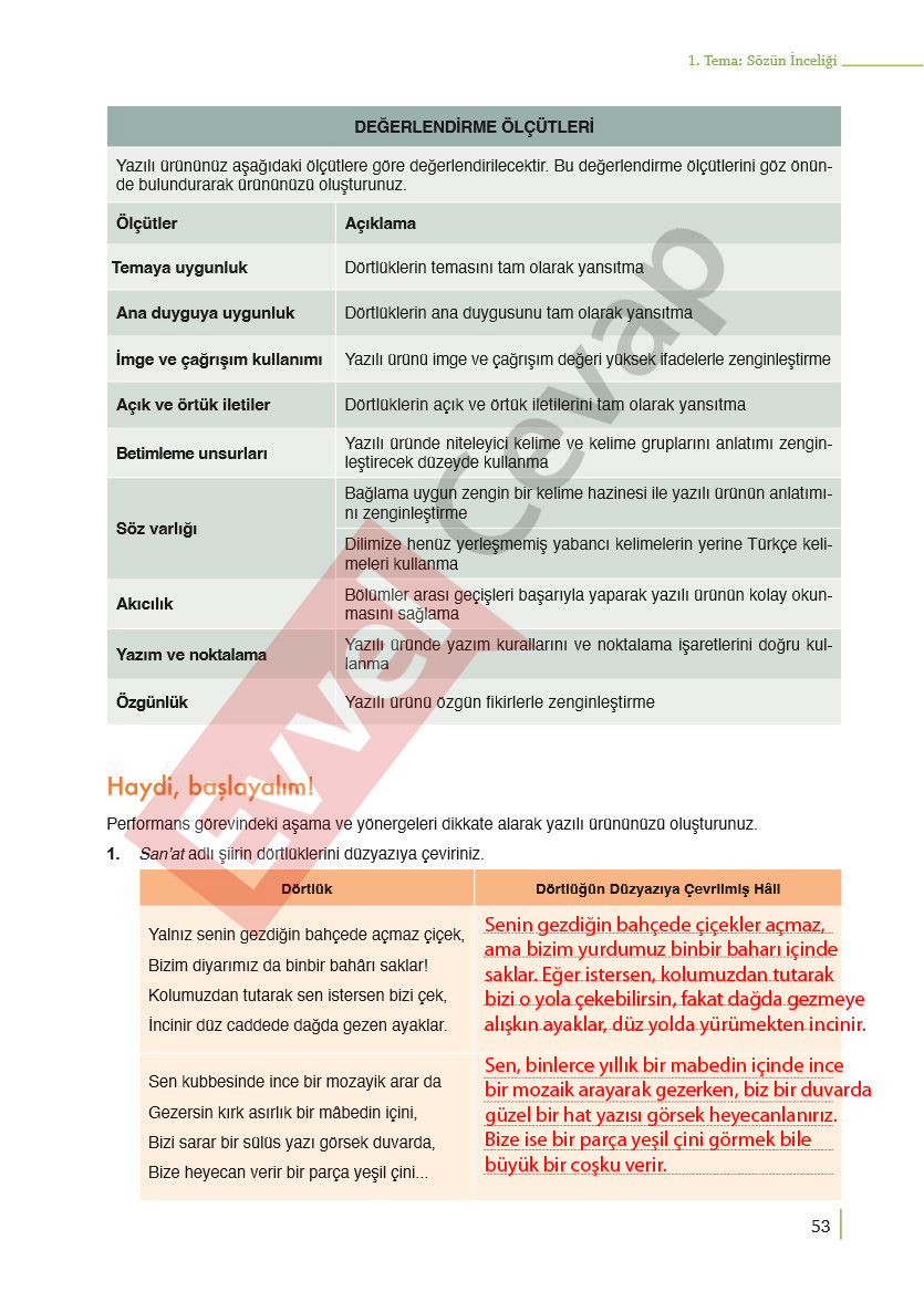 9. Sınıf Edebiyat Ders Kitabı Cevapları Meb Yayınları Sayfa 51-52-53-54-55