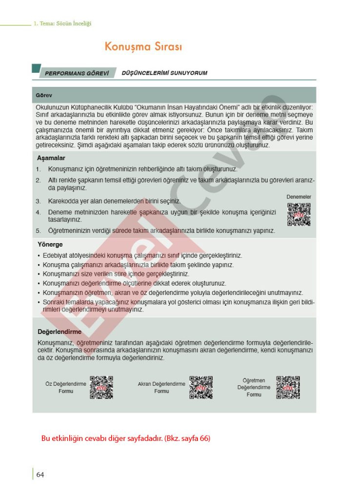 9. Sınıf Edebiyat Ders Kitabı Cevapları Meb Yayınları Sayfa 63-64-65-66