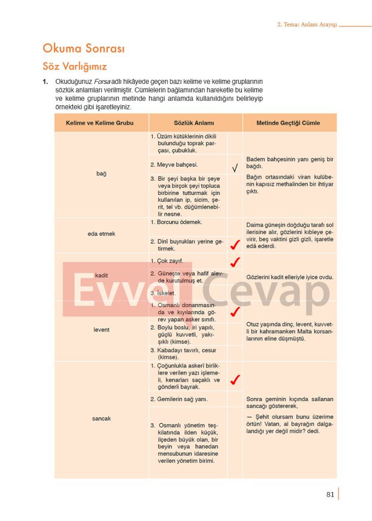 9. Sınıf Edebiyat Ders Kitabı Cevapları Meb Yayınları Sayfa 81-82-83-84