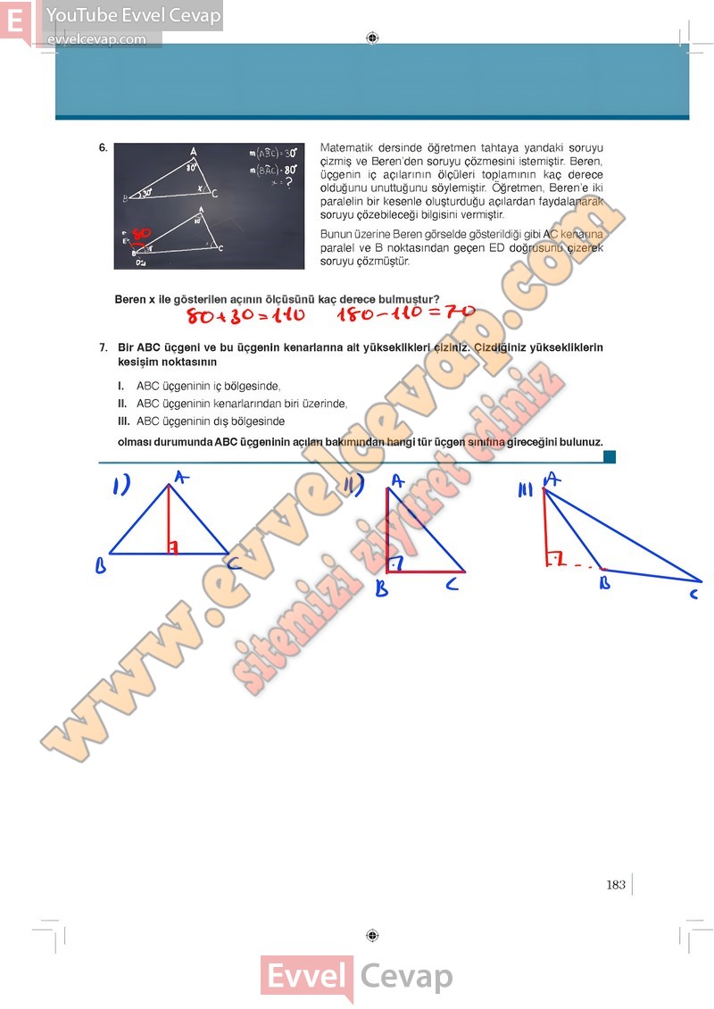 9. Sınıf Matematik Ders Kitabı Cevapları Meb Yayınları (1. Kitap) Sayfa 183