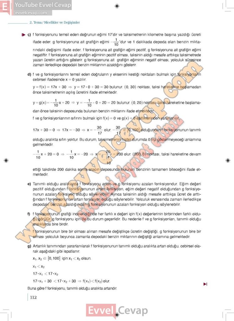 9. Sınıf Matematik Ders Kitabı Cevapları Sayfa 109-110-111-112-113-114-115-116