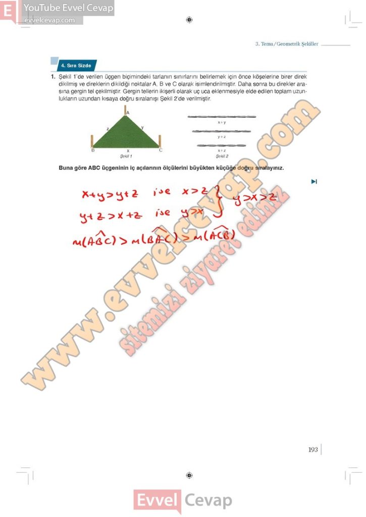 9. Sınıf Matematik Ders Kitabı Cevapları Sayfa 191-192-193-194-195-196-197