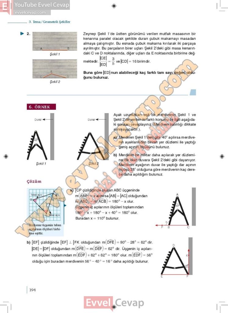 9. Sınıf Matematik Ders Kitabı Cevapları Sayfa 191-192-193-194-195-196-197