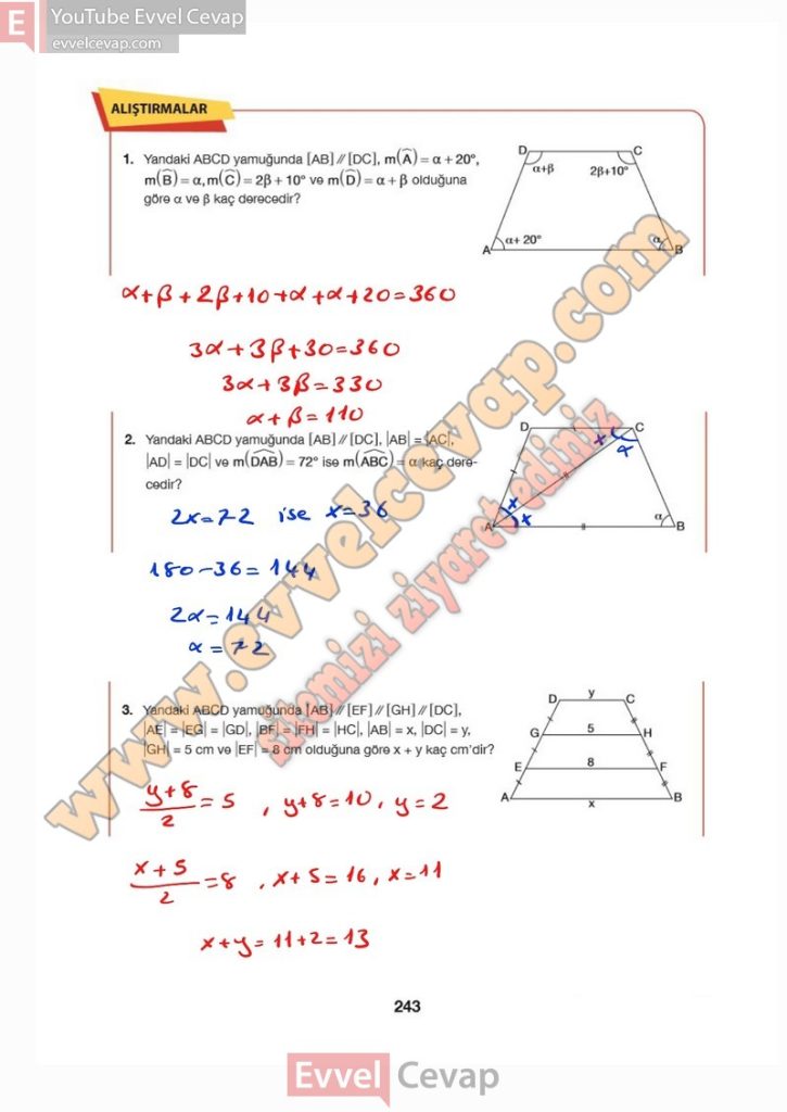 10. Sınıf Matematik Ders Kitabı Cevapları Hecce Yayınları Sayfa 243