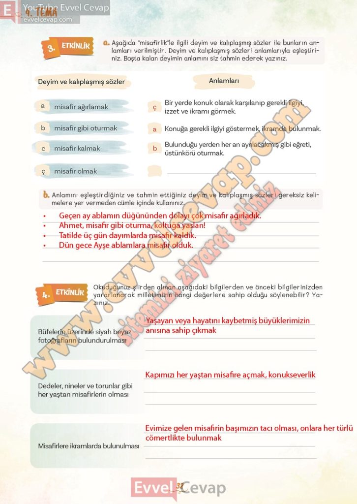 5. Sınıf Meb Yayınları Türkçe Ders Kitabı Cevapları Sayfa 30-31-32-33 ...