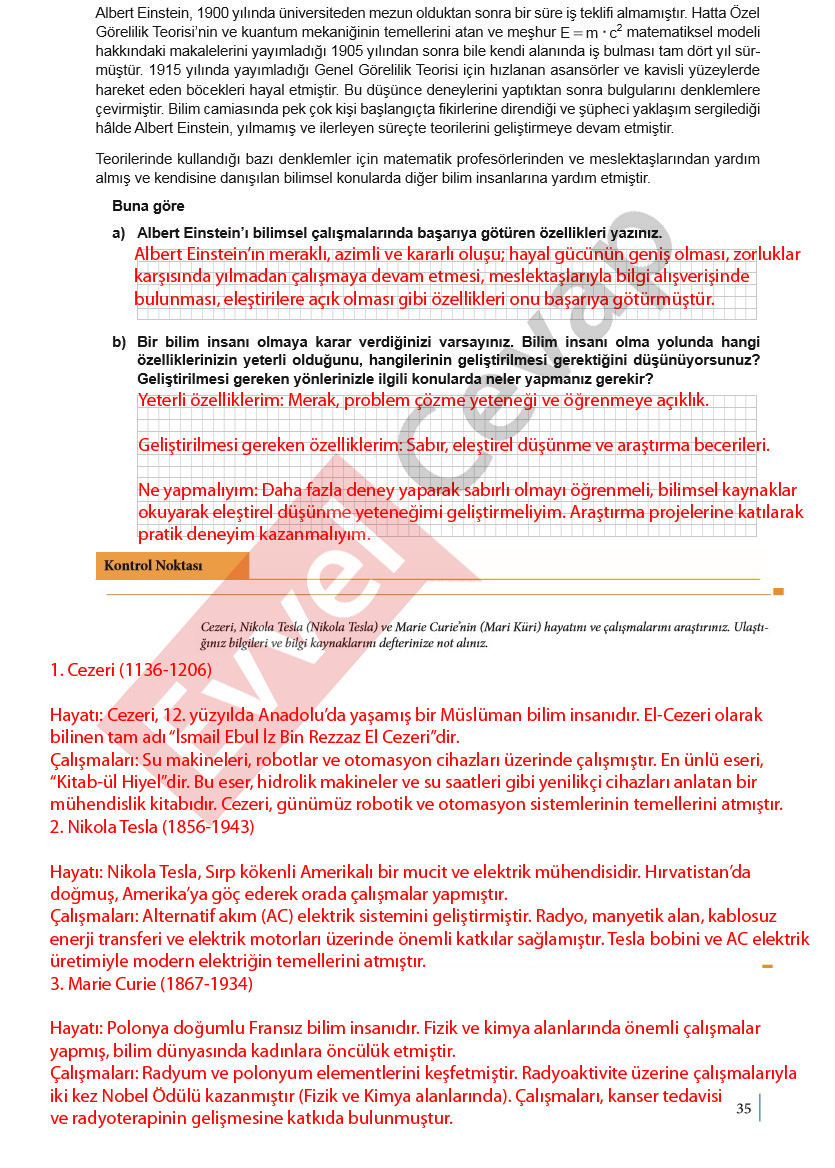 9. Sınıf Fizik Ders Kitabı Cevapları Sayfa 29-30-31-32-33-34-35