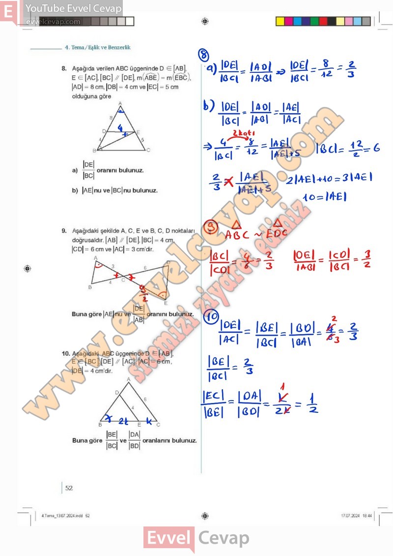9. Sınıf Matematik Ders Kitabı Cevapları Sayfa 47-48-49-50-51-52