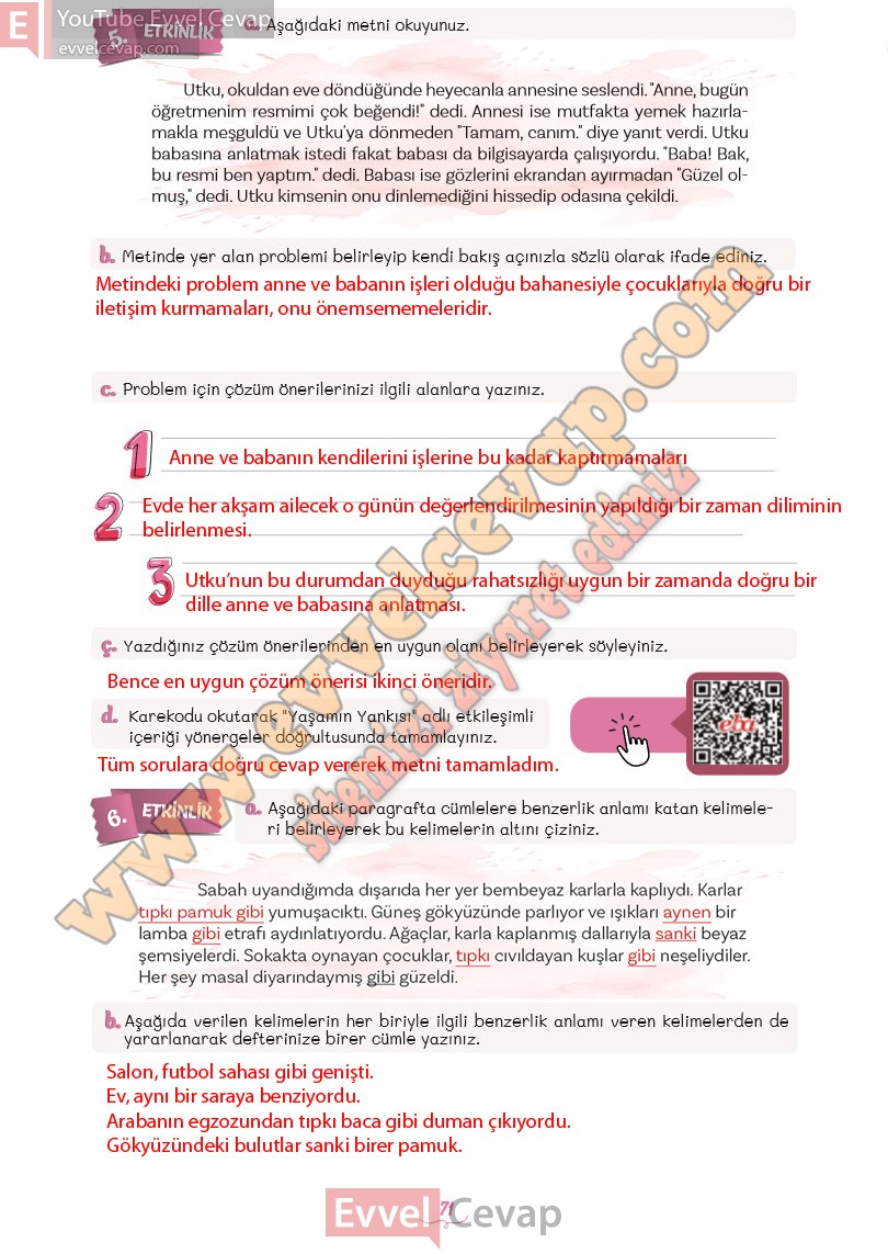 5. Sınıf Meb Yayınları Türkçe Ders Kitabı Cevapları Sayfa 66-67-68-69 ...