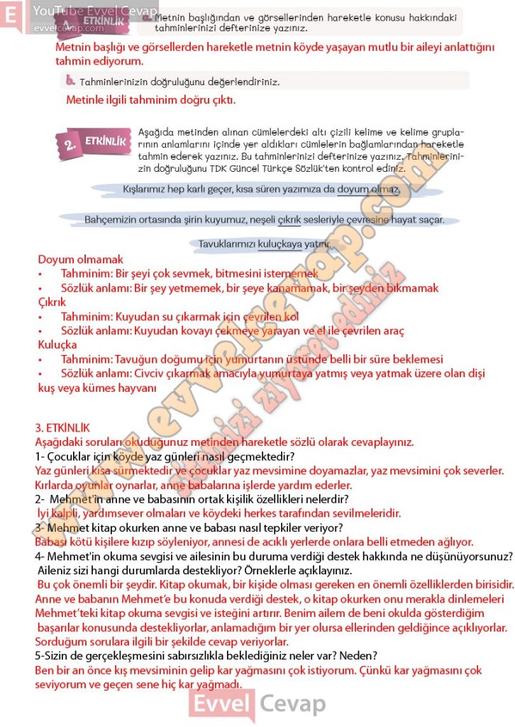5. Sınıf Meb Yayınları Türkçe Ders Kitabı Cevapları Sayfa 82-83-84-85 ...