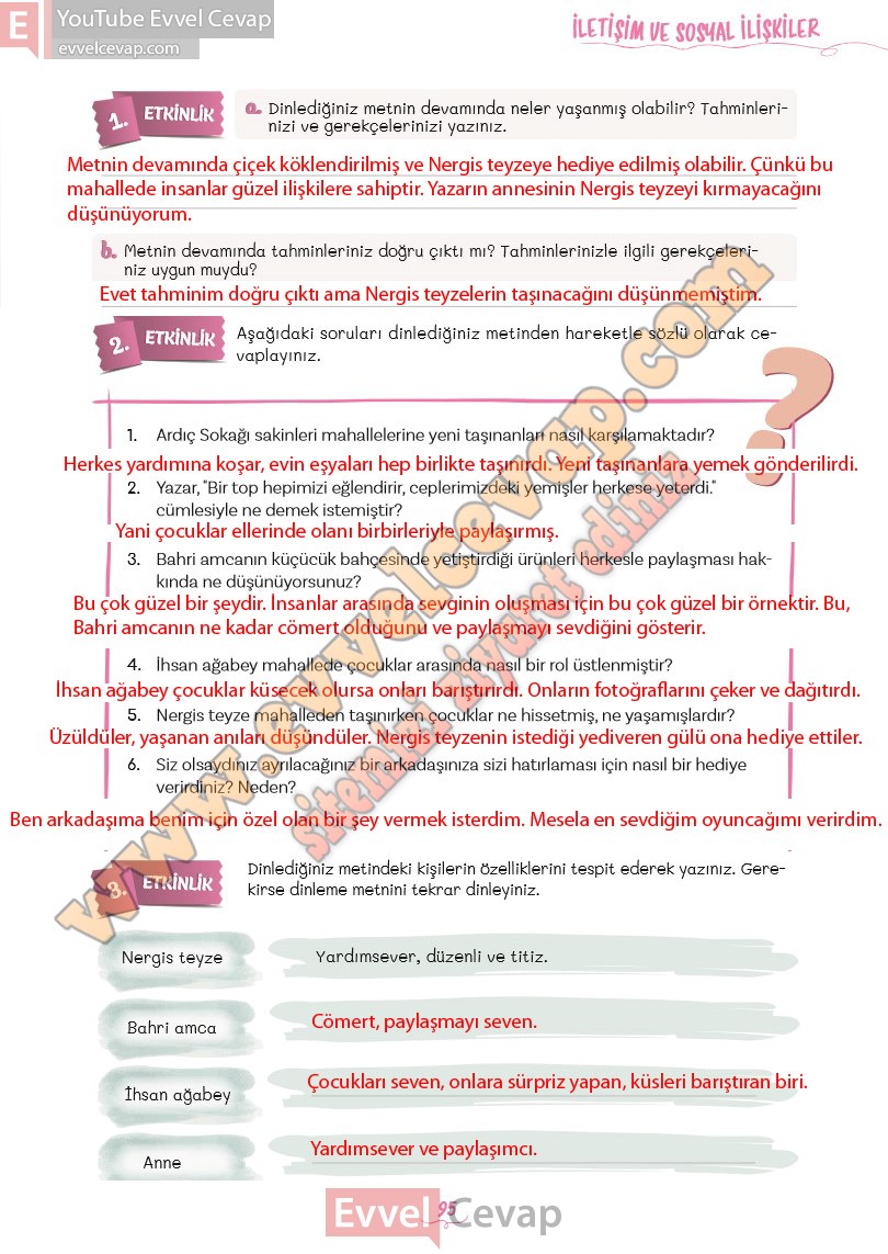 5. Sınıf Meb Yayınları Türkçe Ders Kitabı Cevapları Sayfa 94-95-96-97 ...