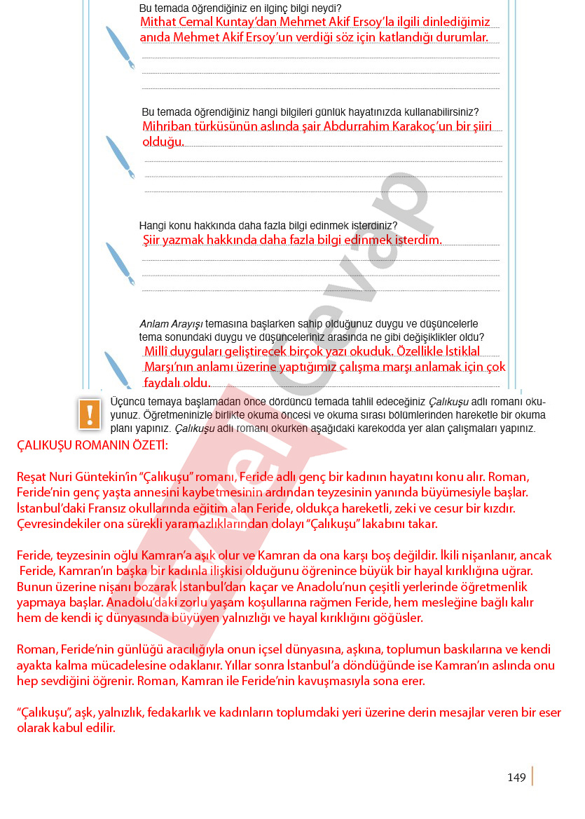 9. Sınıf Edebiyat Ders Kitabı Cevapları Meb Yayınları Sayfa 143-144-145-146-147-148-149