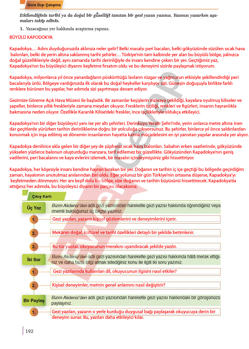 9. Sınıf Edebiyat Ders Kitabı Cevapları Meb Yayınları Sayfa 185-186-187-188-189-190-191-192