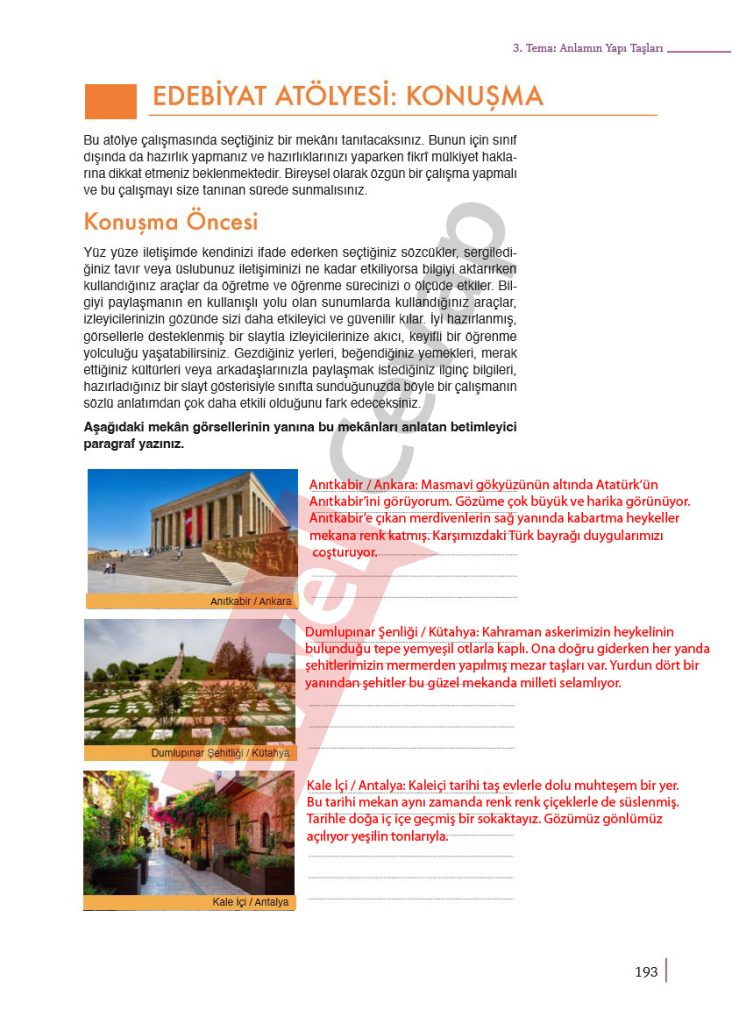 9. Sınıf Edebiyat Ders Kitabı Cevapları Meb Yayınları Sayfa 193-194-195 ...