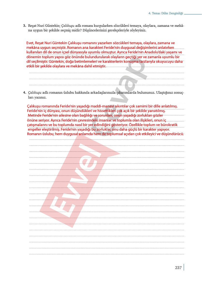 9. Sınıf Edebiyat Ders Kitabı Cevapları Meb Yayınları Sayfa 235-236-237-238-239-240-241-242