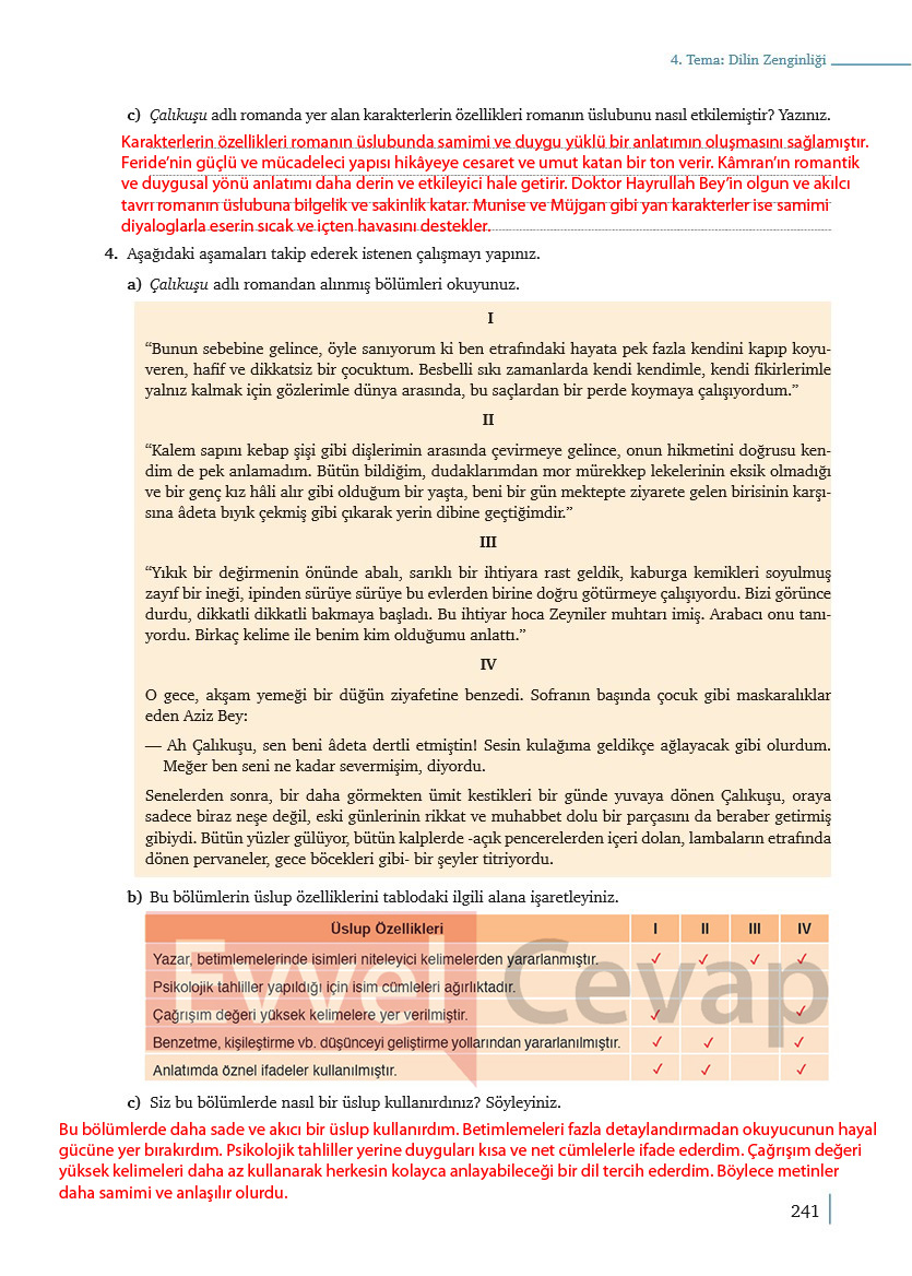 9. Sınıf Edebiyat Ders Kitabı Cevapları Meb Yayınları Sayfa 235-236-237-238-239-240-241-242