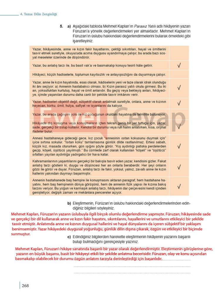 9. Sınıf Edebiyat Ders Kitabı Cevapları Meb Yayınları Sayfa 265-266-267-268-269-270