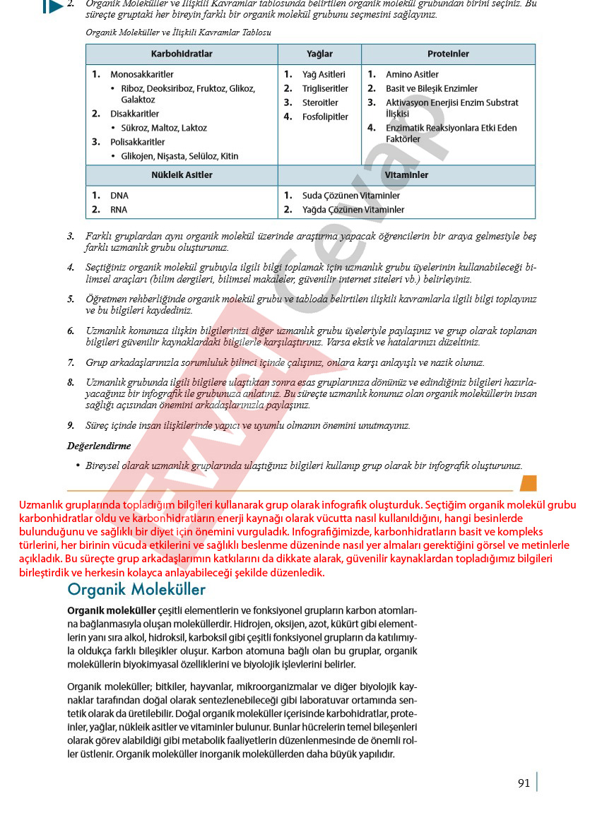 9. Sınıf Biyoloji Ders Kitabı Cevapları Sayfa 90-91-92-93-94-95-96-97