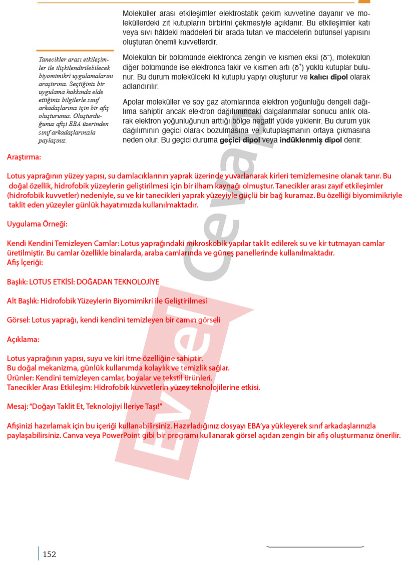 9. Sınıf Kimya Ders Kitabı Cevapları Sayfa 149-150-151-152