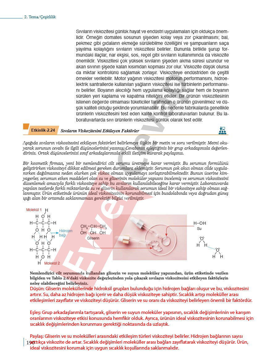 9. Sınıf Kimya Ders Kitabı Cevapları Sayfa 189-190-191-192-193-194-195-196-197