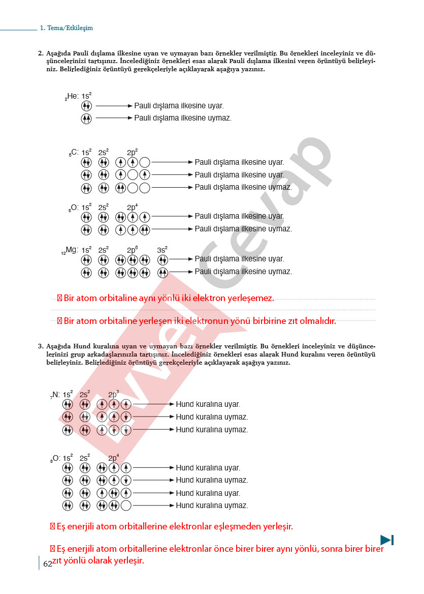 9. Sınıf Kimya Ders Kitabı Cevapları Sayfa 60-61-62-63-64-65-66-67-68