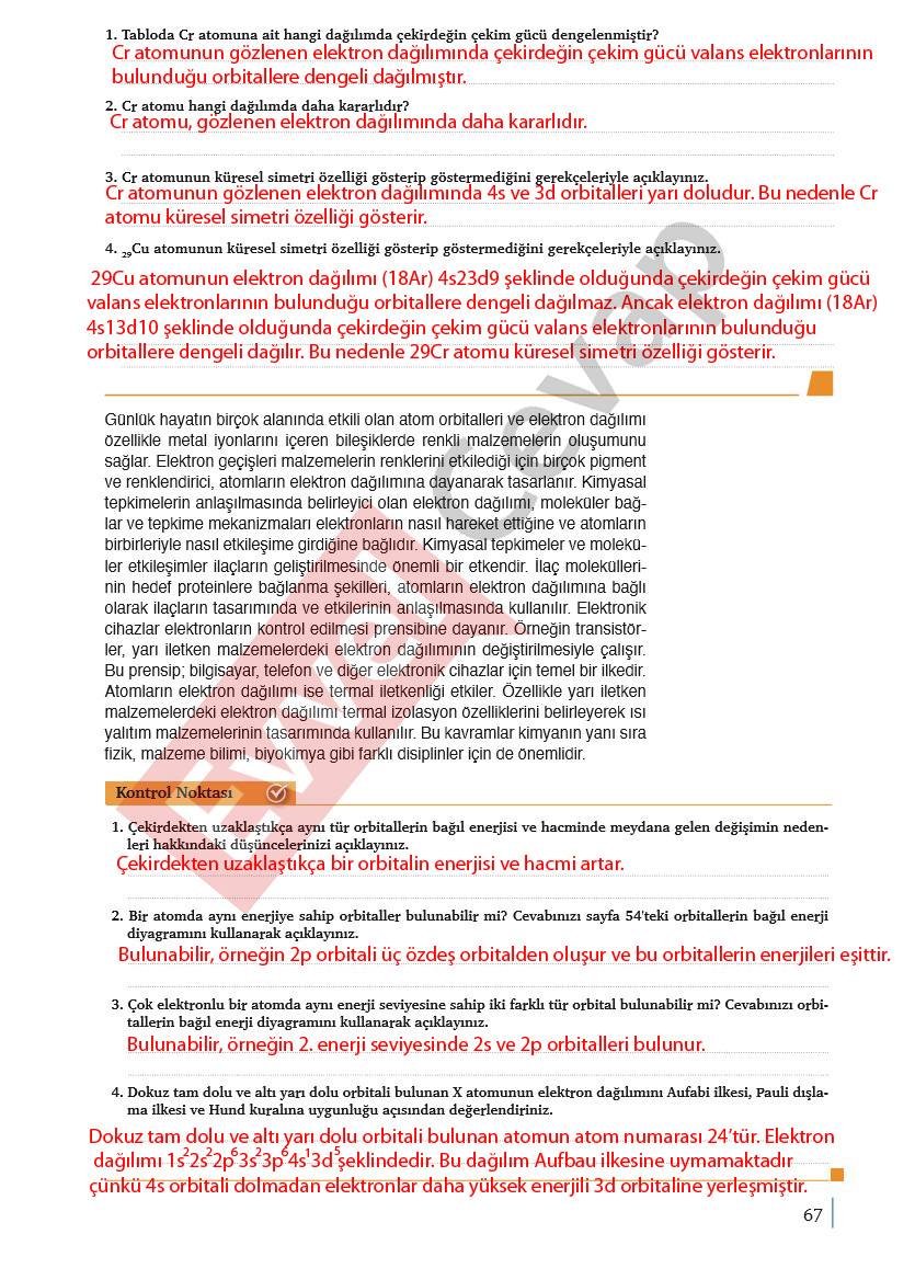 9. Sınıf Kimya Ders Kitabı Cevapları Sayfa 60-61-62-63-64-65-66-67-68