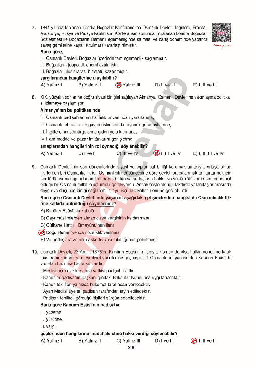 11. Sınıf Tarih Ders Kitabı Cevapları Dersdestek Sayfa 203-204-205-206-207-208