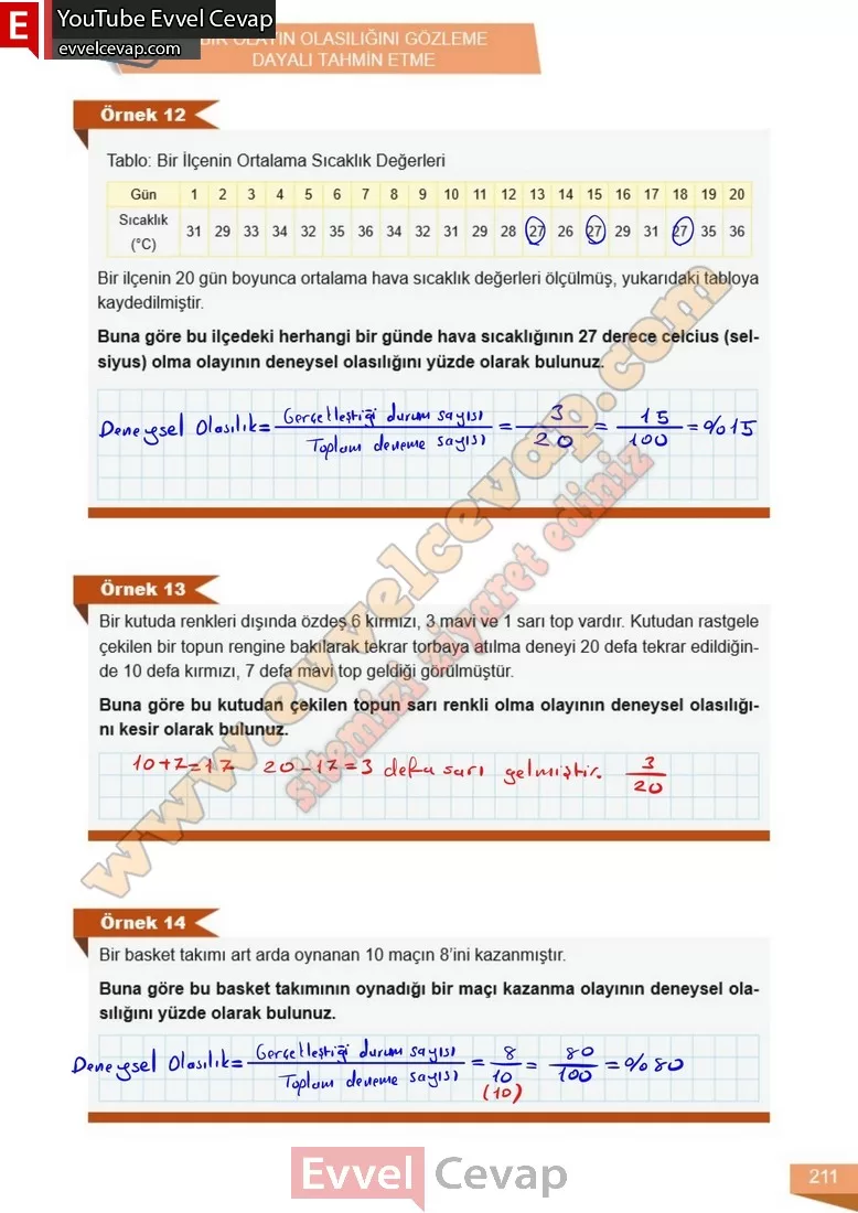 6. Sınıf Matematik Ders Kitabı Cevapları Meb Yayınları (1. Kitap) Sayfa 211