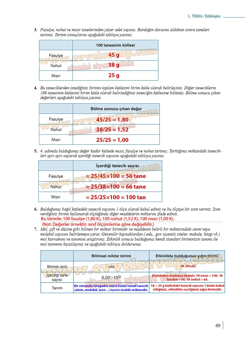 10. Sınıf Kimya Ders Kitabı Cevapları Meb Yayınları Sayfa 47-48-49-50 ...